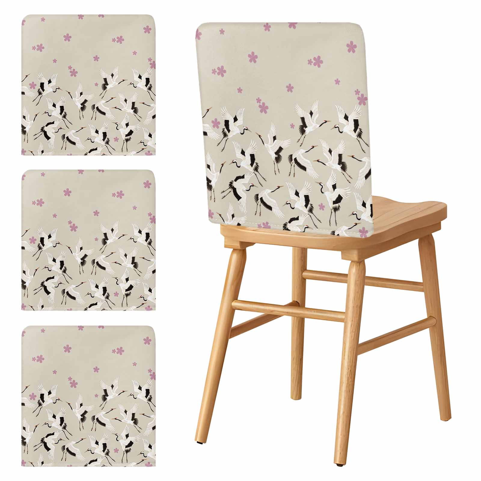 Chair Covers Set of 4 Cherry Blossom Crane Chair Slipcover Protector ...