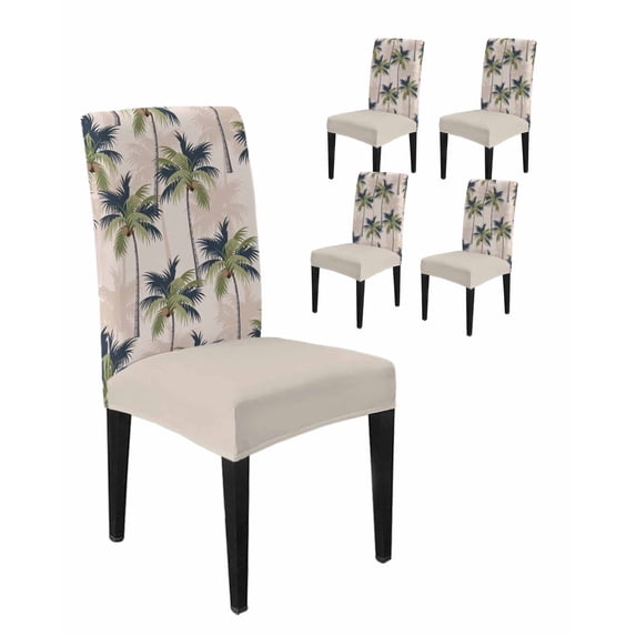 Chair Covers Set of 4, Coconut Tree Tropical Plant Removable ...