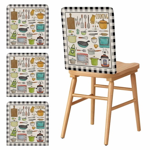 Chair Covers Set of 4 Cooking Kitchenware Chair Slipcover Protector ...