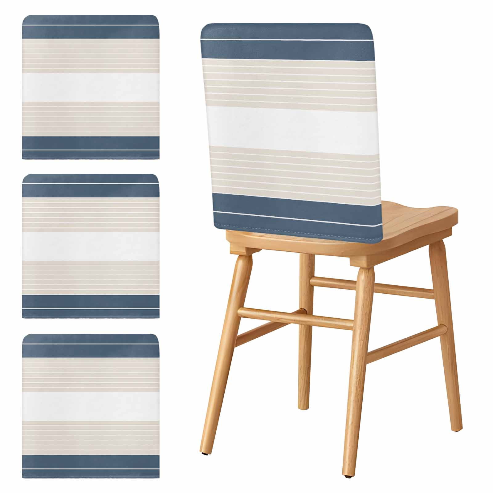 Chair Covers Set of 4 Cream Striped Chair Slipcover Protector Stretch ...