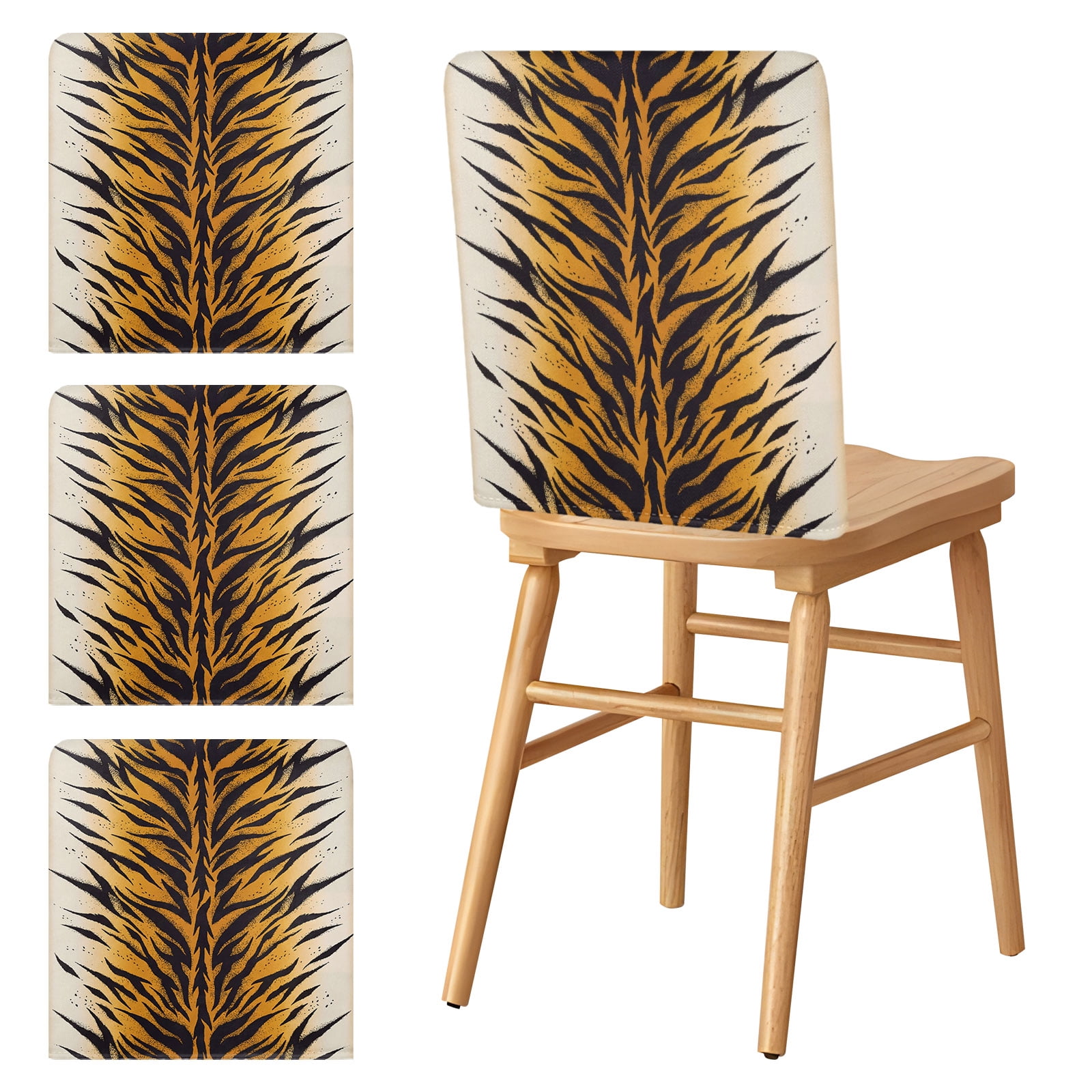 Chair Covers Set of 4 Exotic Tiger Stripe Texture Chair Slipcover ...
