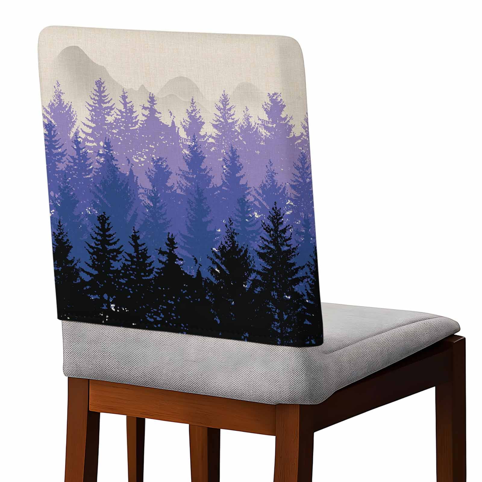 Chair Covers Set of 4 Fall Forest Silhouette Purple Art Oil Painting ...
