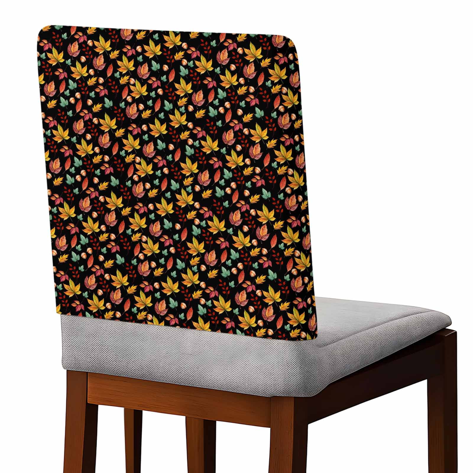 Chair Covers Set of 4 Fall Maple Leaf Watercolor Plant Black Background ...