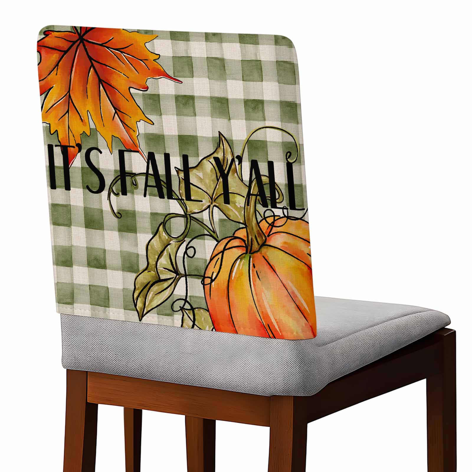Chair Covers Set of 4 Fall Thanksgiving Pumpkin Maple Leave Green ...