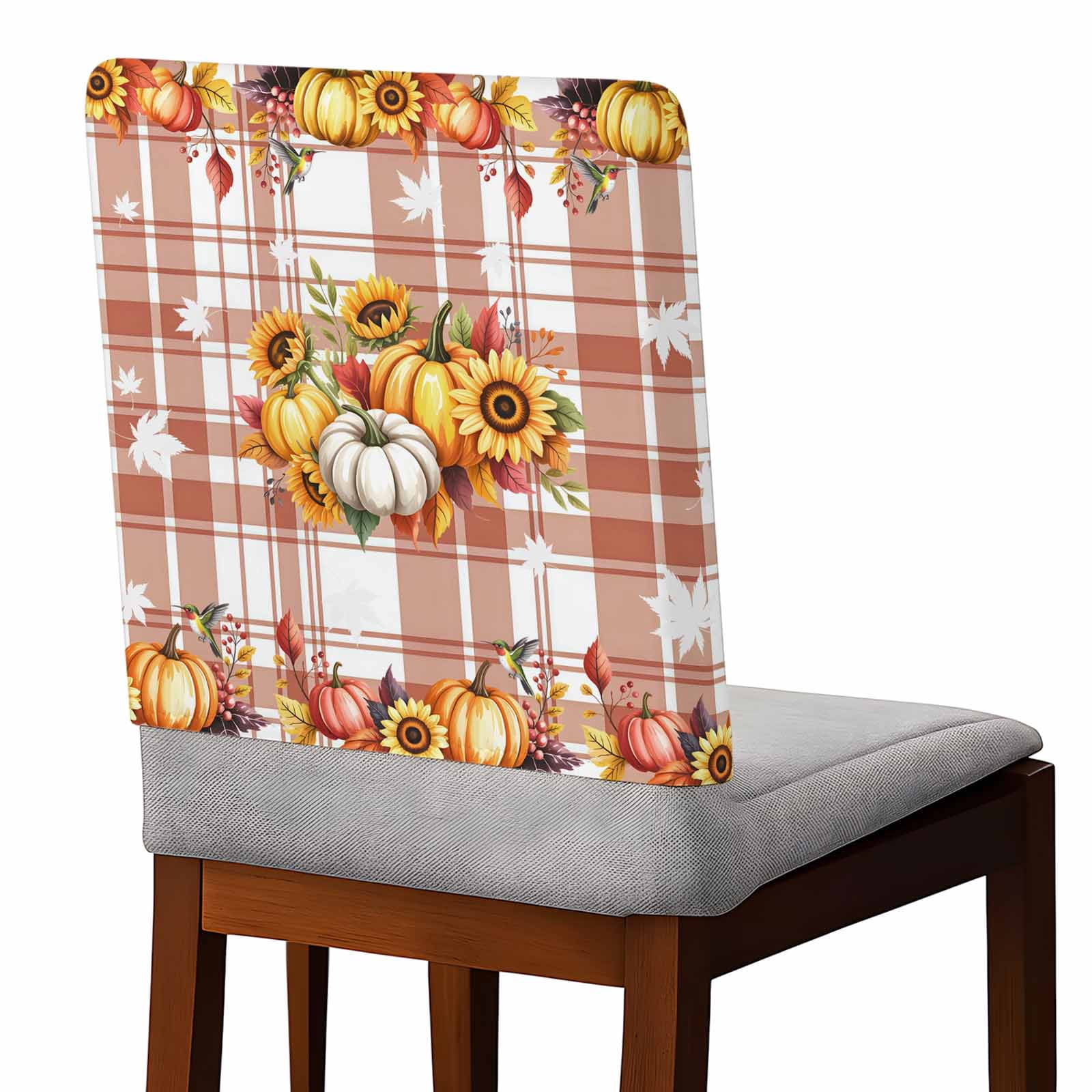 Chair Covers Set of 4 Fall Thanksgiving Pumpkin Sunflower Maple Leaf ...
