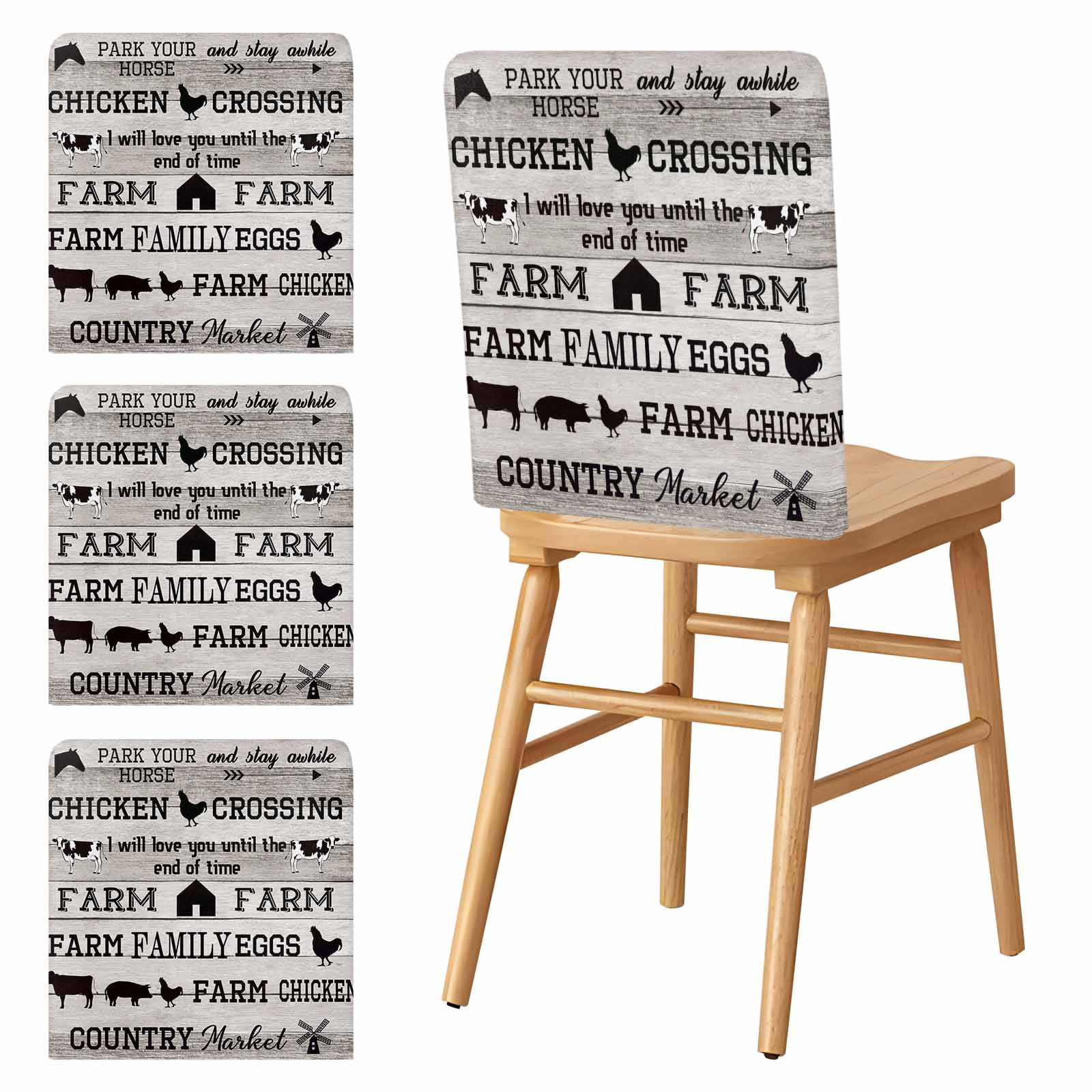 Chair Covers Set of 4 Farmhouse Animal Chair Slipcover Protector ...