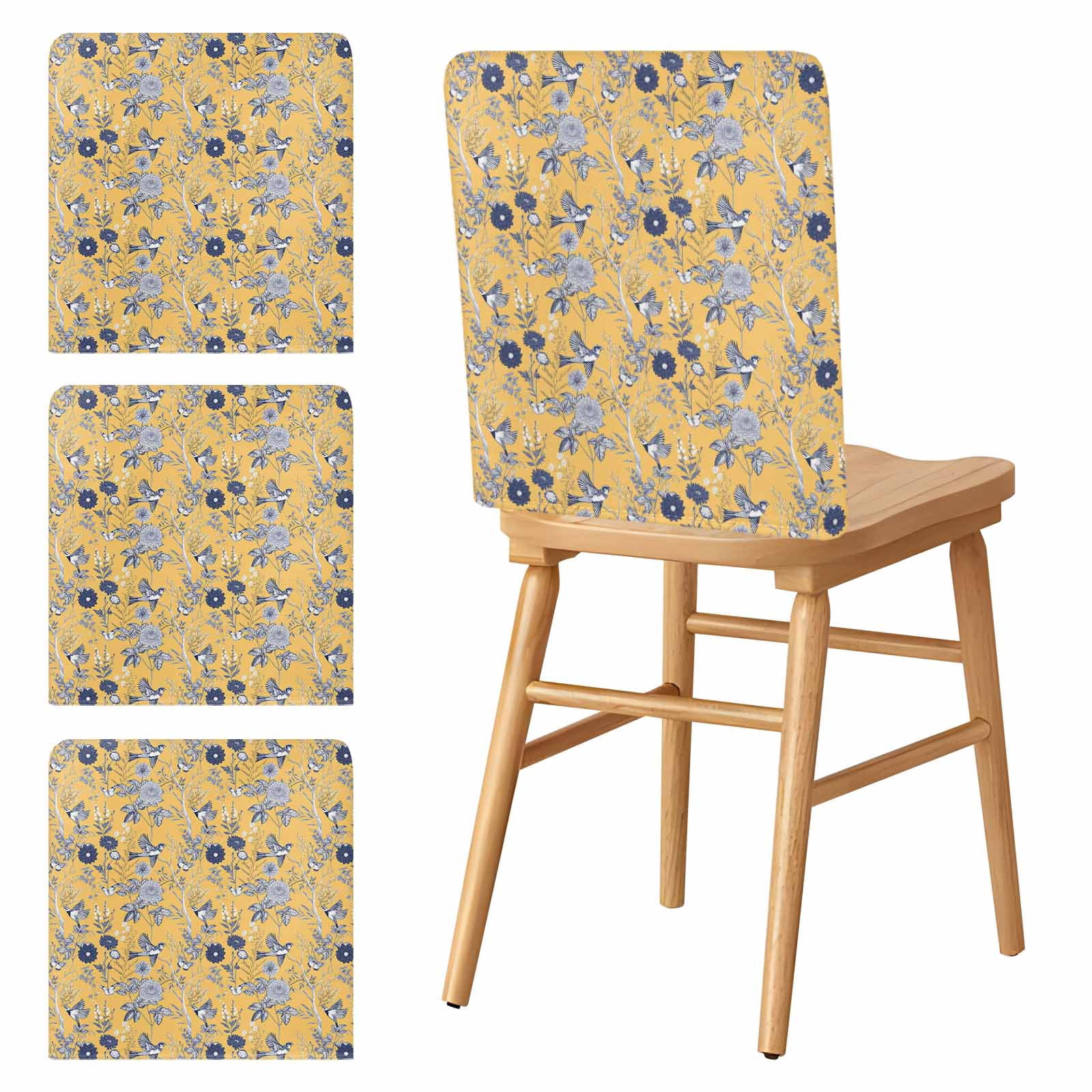 Chair Covers Set of 4 Floral Bird Chair Slipcover Protector Stretch ...