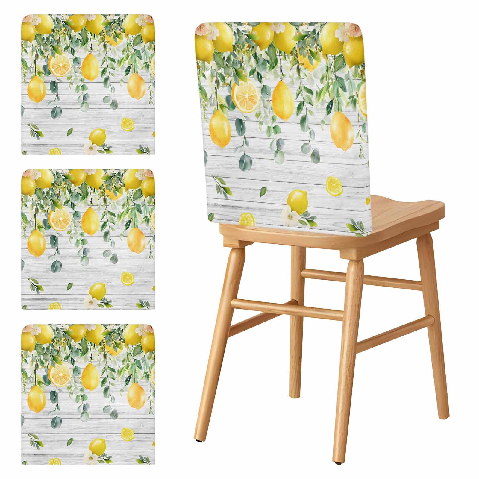 Chair Covers Set of 4 Floral Lemon Chair Slipcover Protector Stretch ...