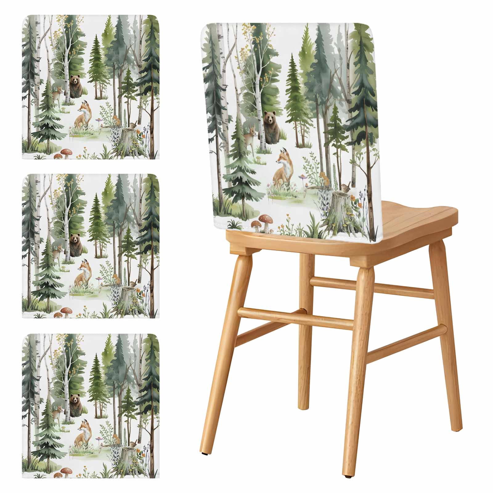 Chair Covers Set of 4 Forest Animal Chair Slipcover Protector Stretch ...