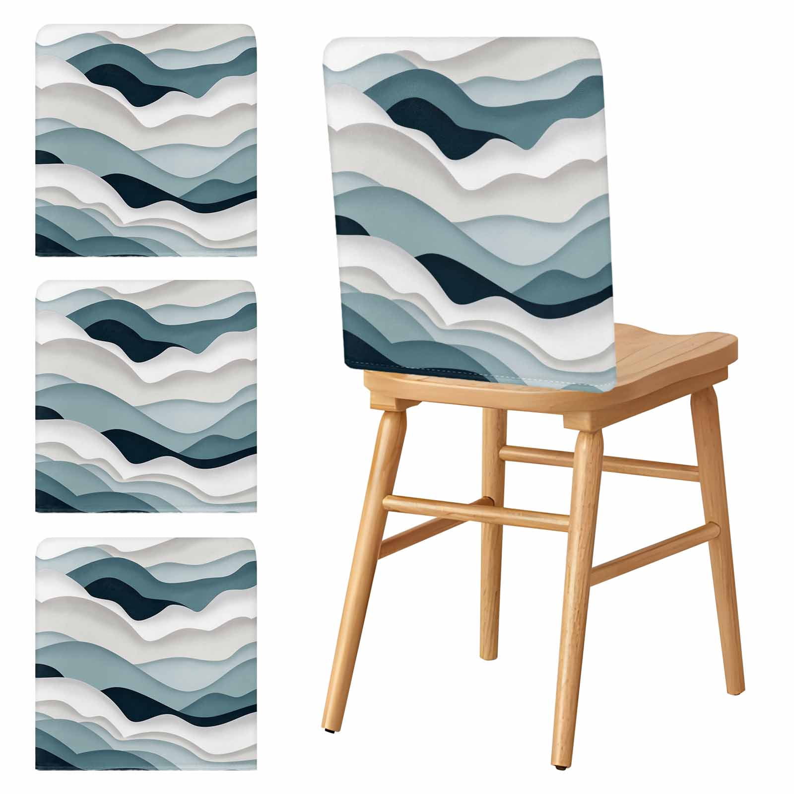 Chair Covers Set of 4 Gray Blue Ombre Chair Slipcover Protector Stretch ...