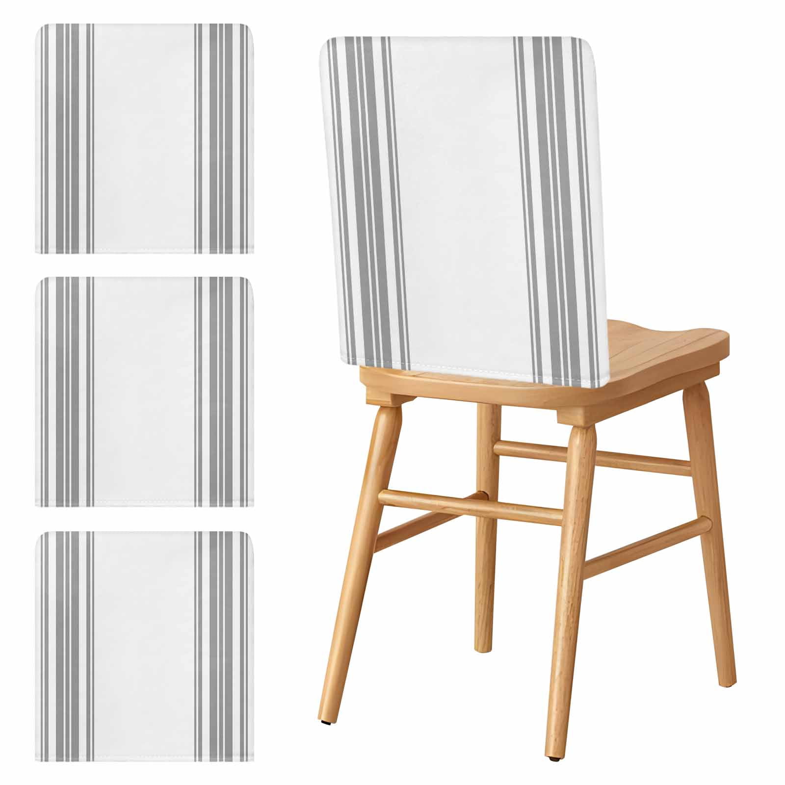Chair Covers Set of 4 Gray Stripes Chair Slipcover Protector Stretch ...