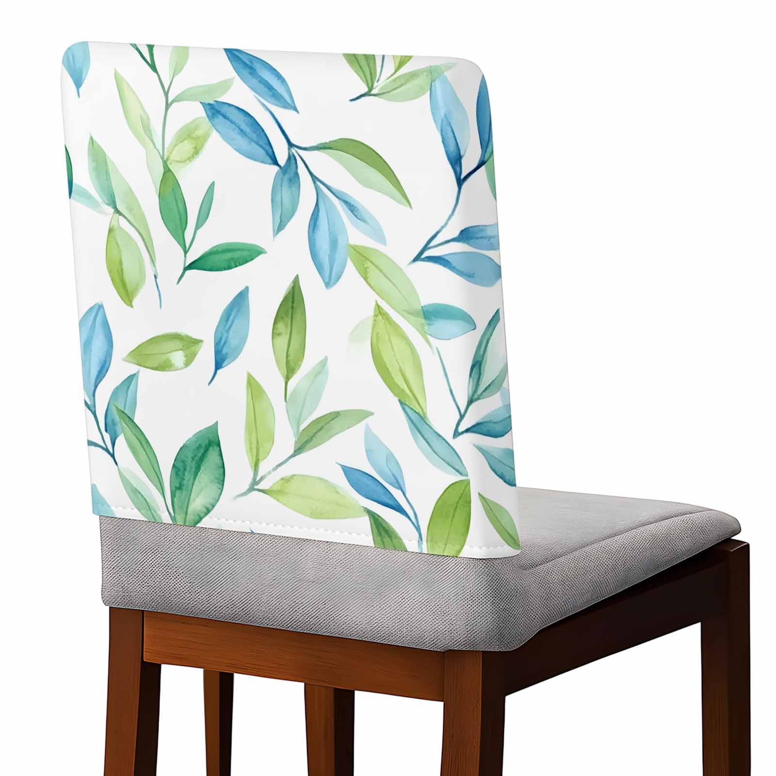 Chair Covers Set of 4 Green Blue Leaf Watercolor Eucalyptus Leaves Fall ...