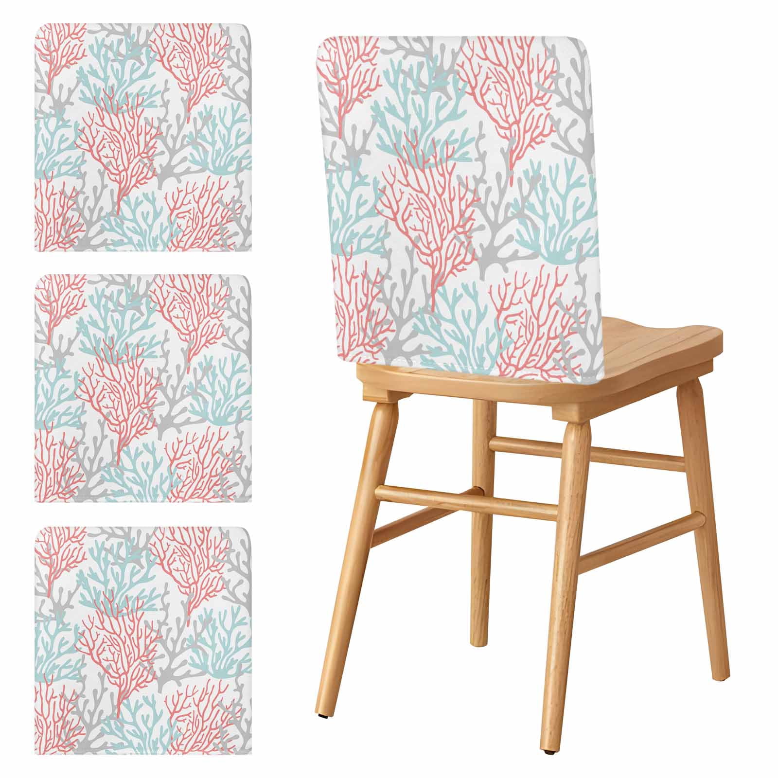 Chair Covers Set of 4 Green Red Grey Ocean Coral Chair Slipcover ...