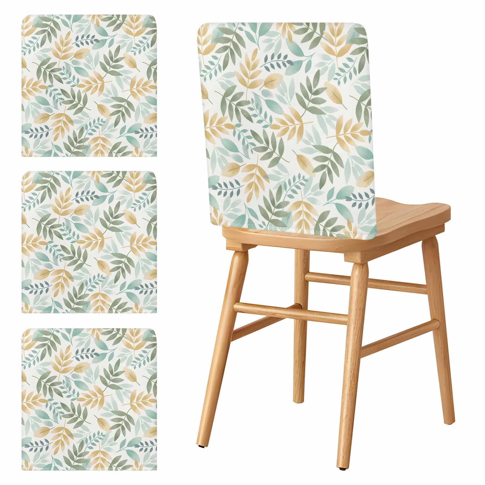 Chair Covers Set of 4 Green Yellow Leaves Watercolor Leaf Plant Chair ...