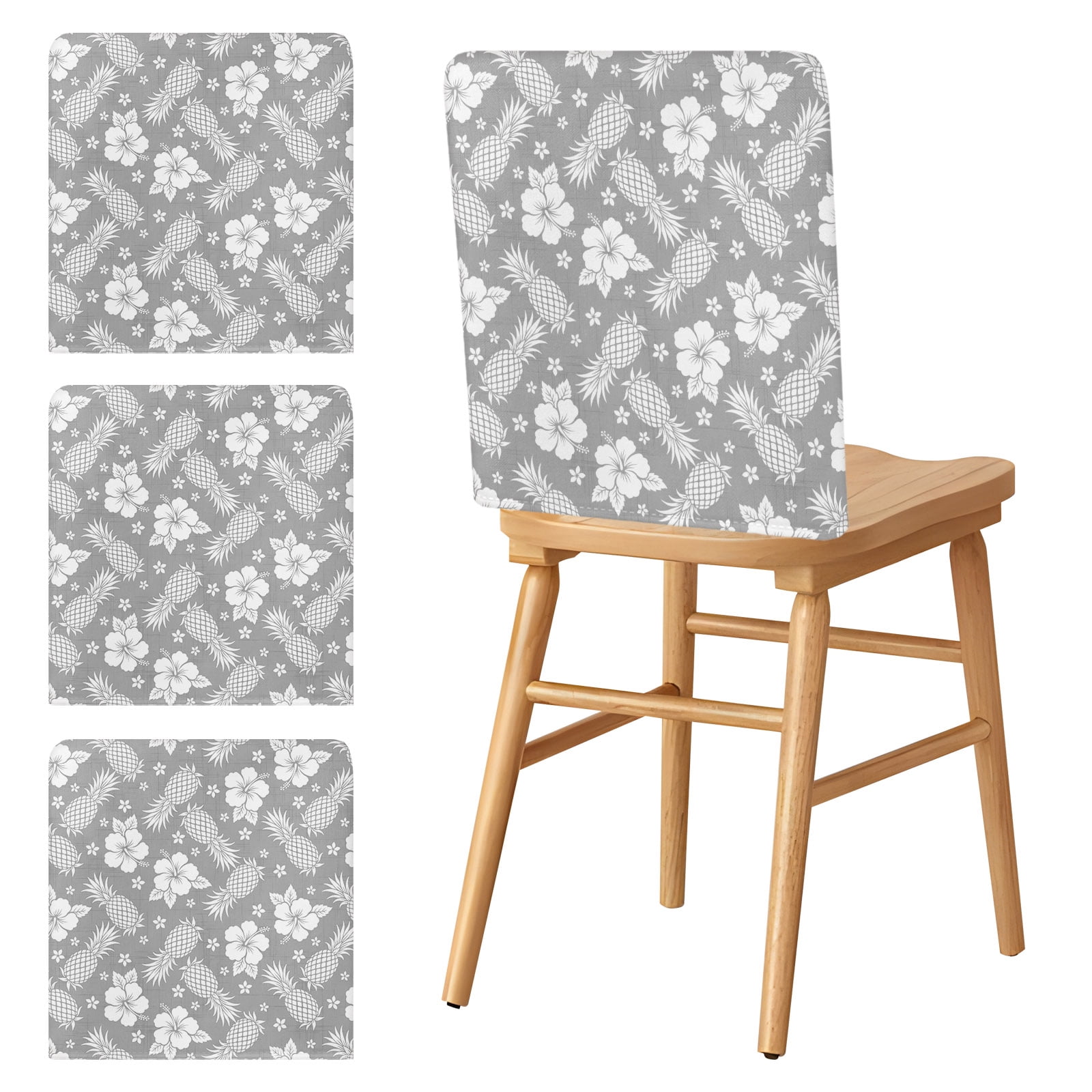 Chair Covers Set of 4 Grey Pineapples Chair Slipcover Protector Stretch ...