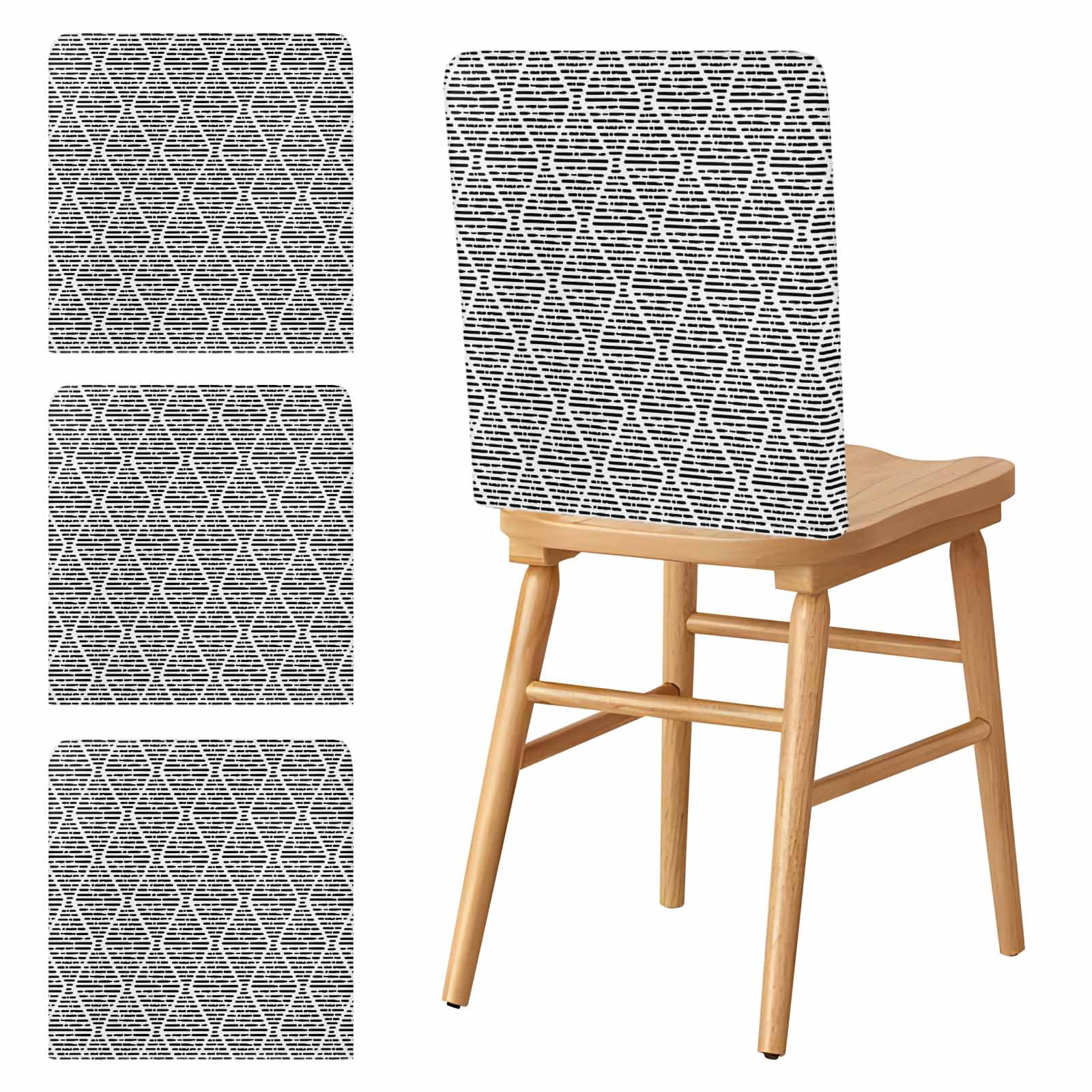 Chair Covers Set of 4 Grey Stripes Chair Slipcover Protector Stretch ...