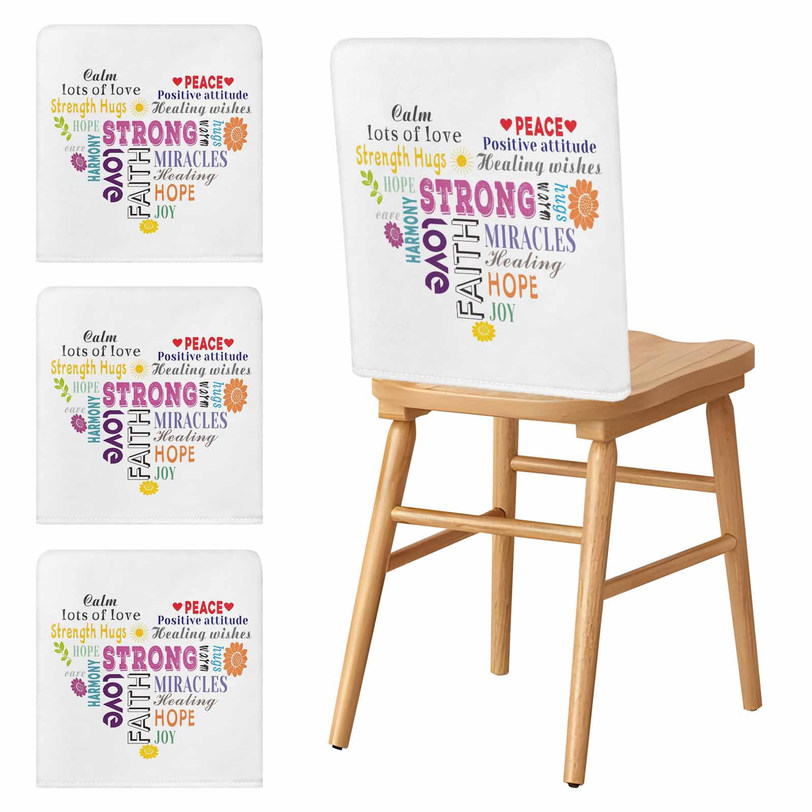 Chair Covers Set of 4 Love Peace Text Chair Slipcover Protector Stretch ...