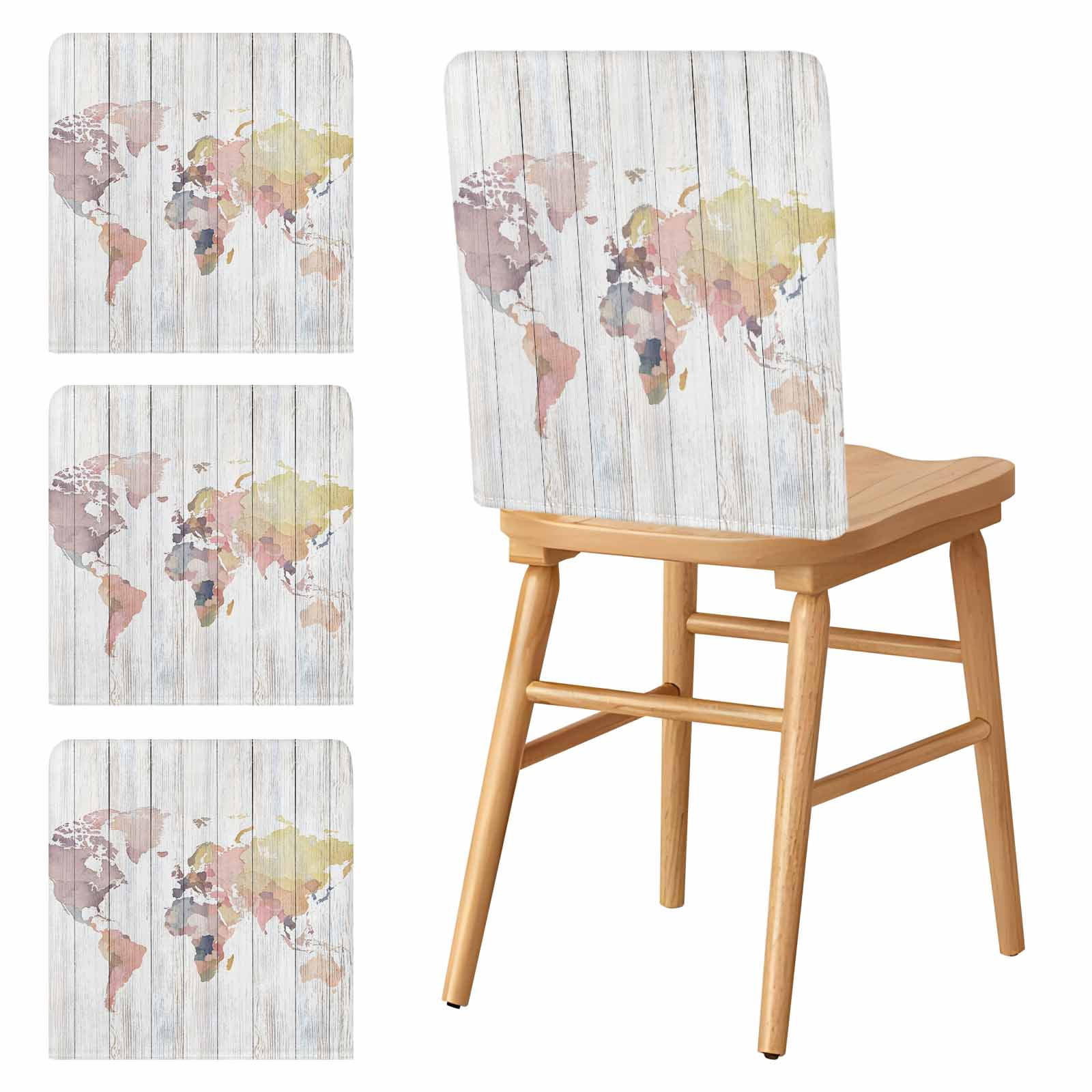 Chair Covers Set of 4 Maps Of The World Chair Slipcover Protector ...