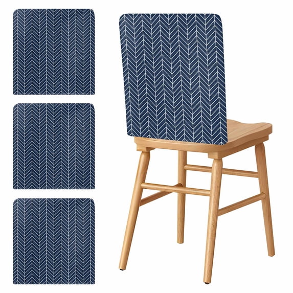 Chair Covers Set of 4 Navy Blue Chevron Stripes Chair Slipcover ...
