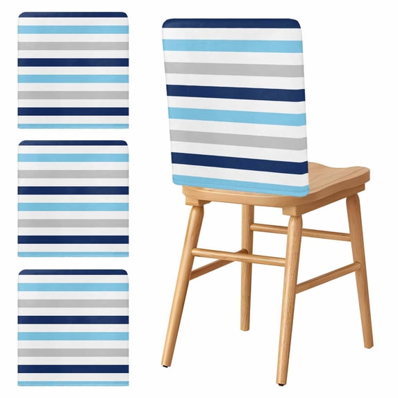 Chair Covers Set of 4 Navy Blue Grey Stripes Chair Slipcover Protector ...