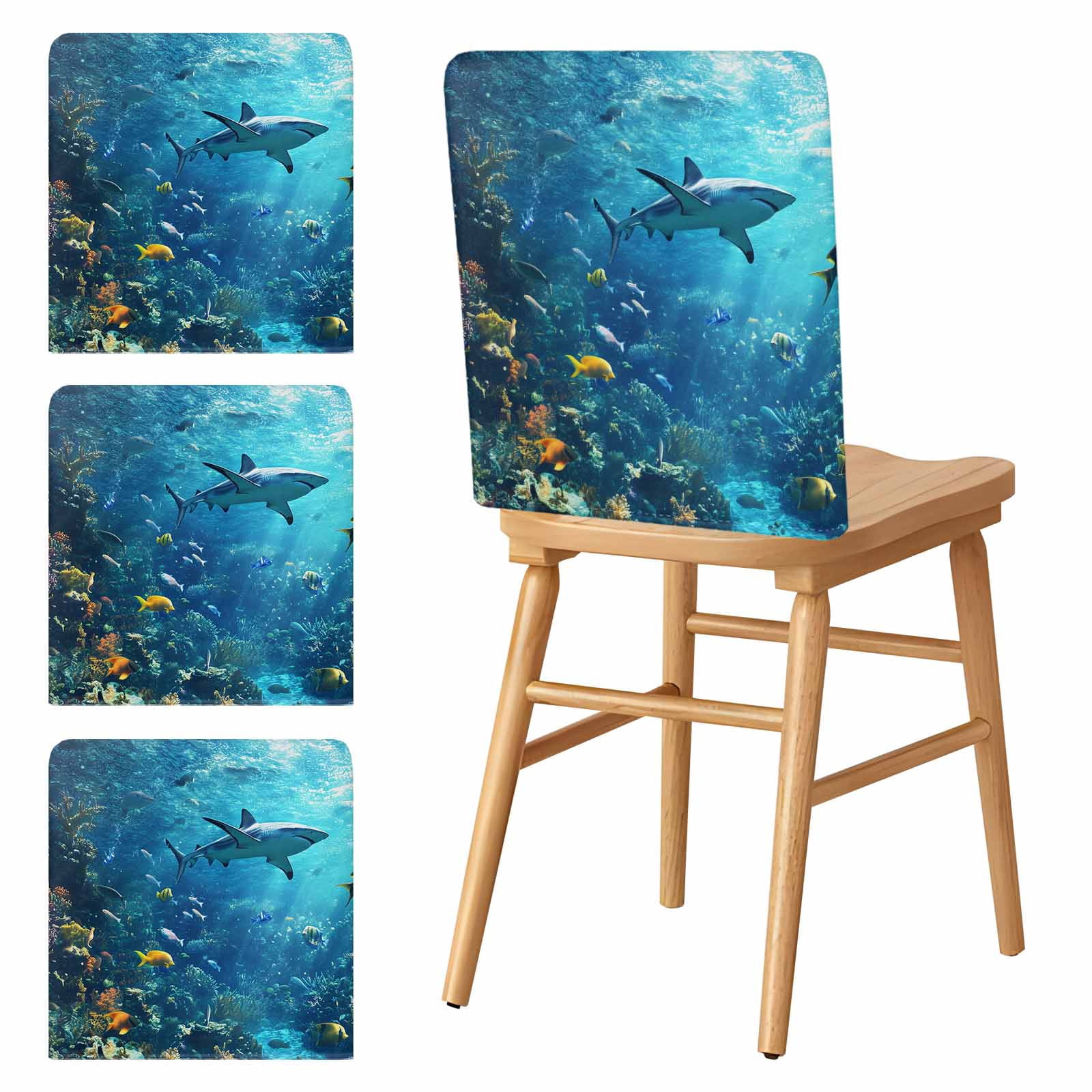 Chair Covers Set of 4 Ocean Seabed Chair Slipcover Protector Stretch ...