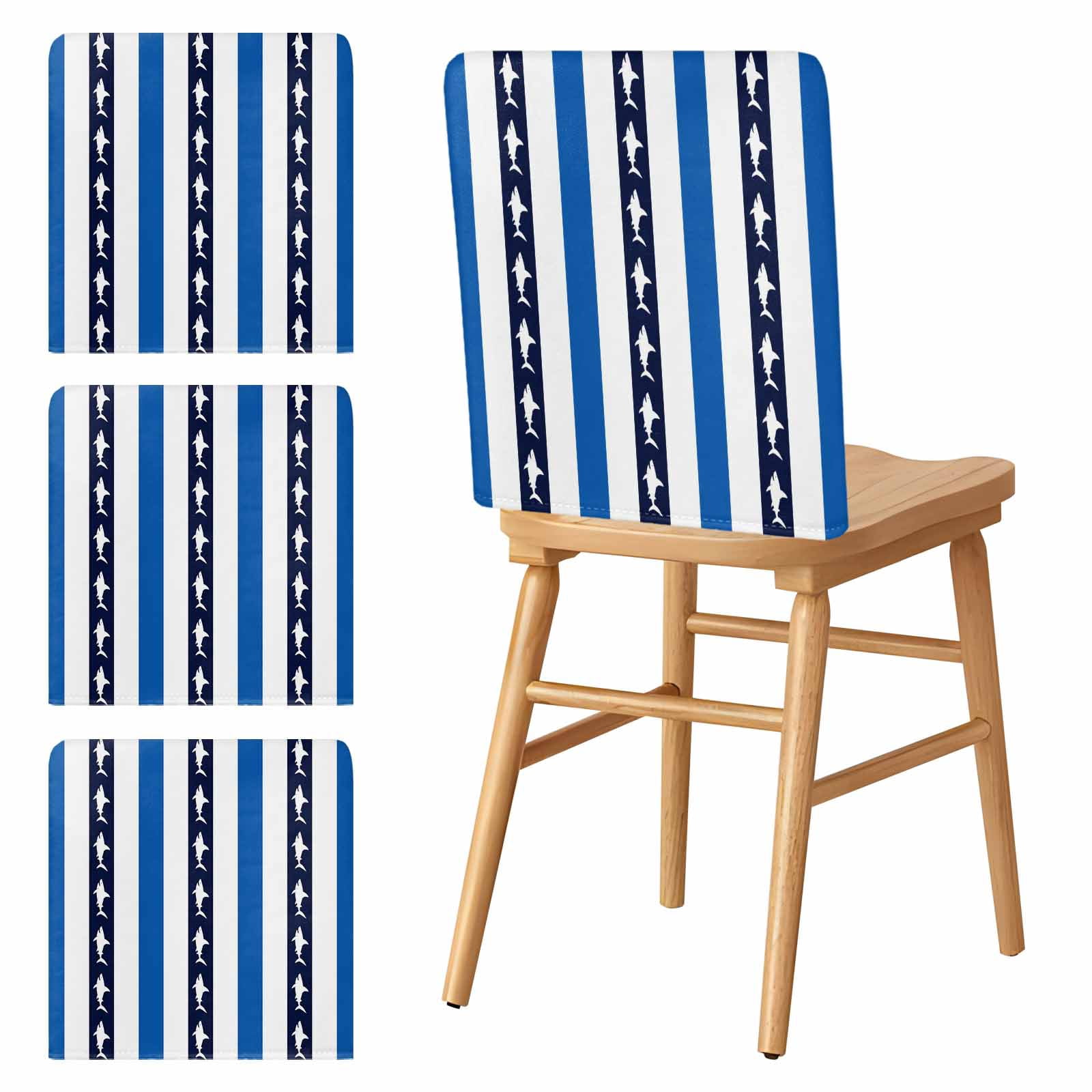 Chair Covers Set of 4 Ocean Shark Stripes Chair Slipcover Protector ...