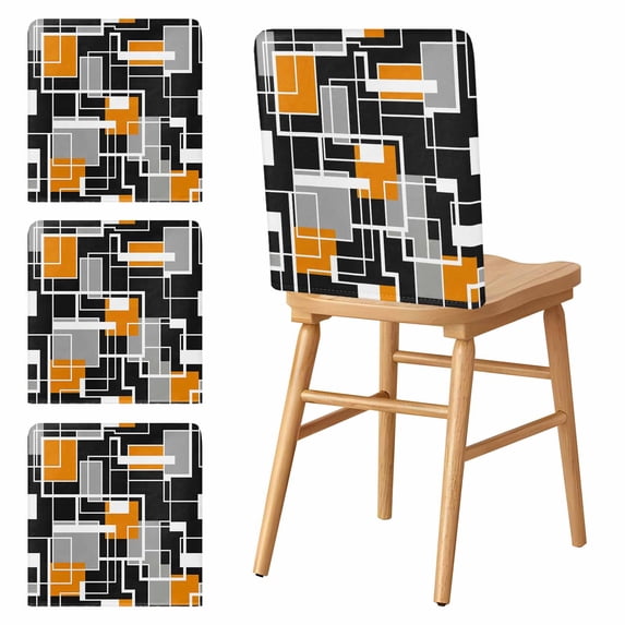 Chair Covers Set of 4 Orange Geometric Chair Slipcover Protector ...