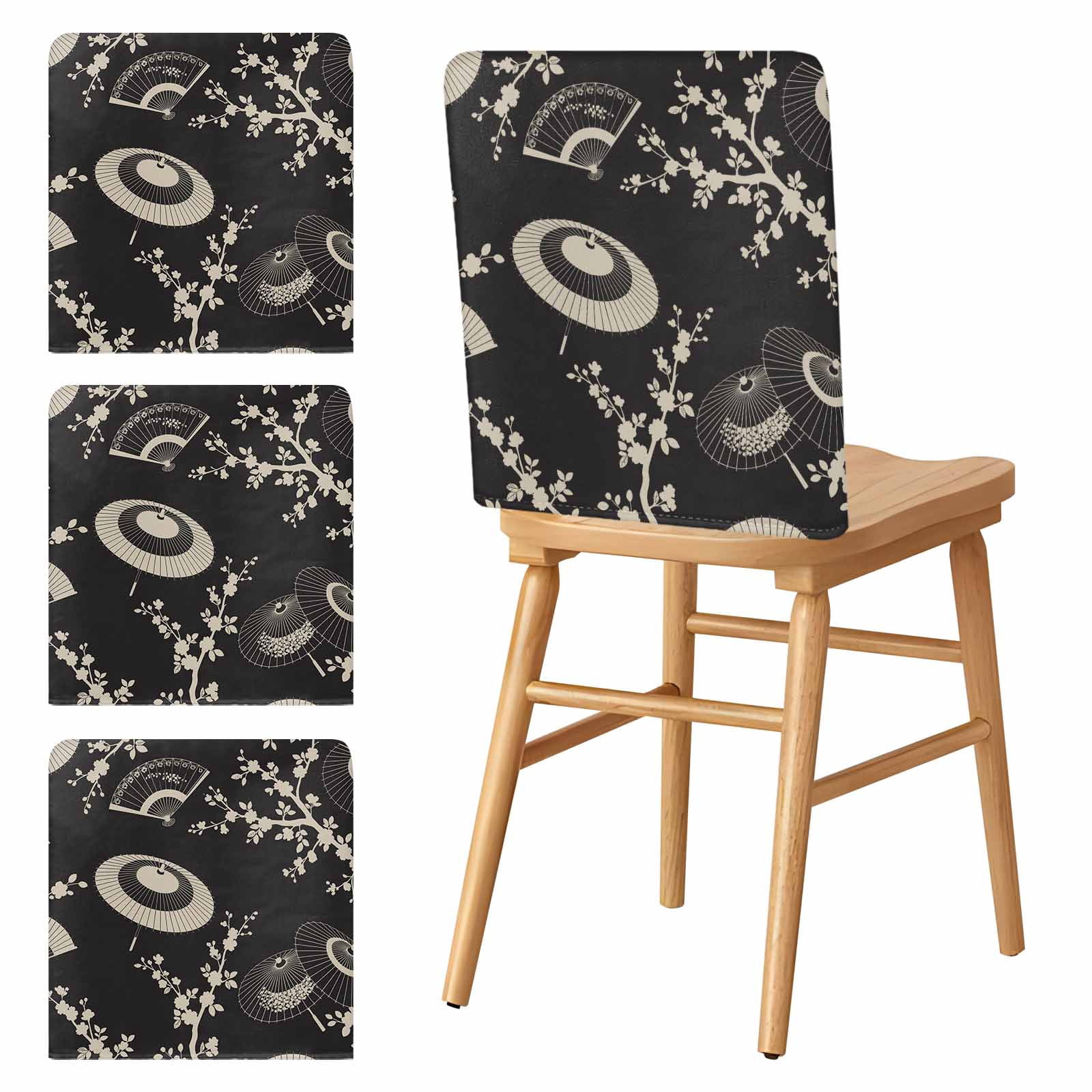 Chair Covers Set of 4 Paper Fan Chair Slipcover Protector Stretch Chair ...