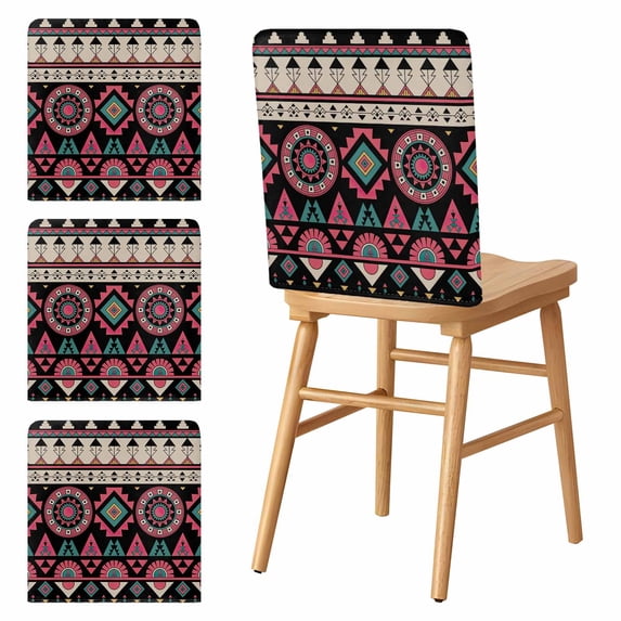 Chair Covers Set of 4 Pink Aztec Boho Chair Slipcover Protector Stretch ...