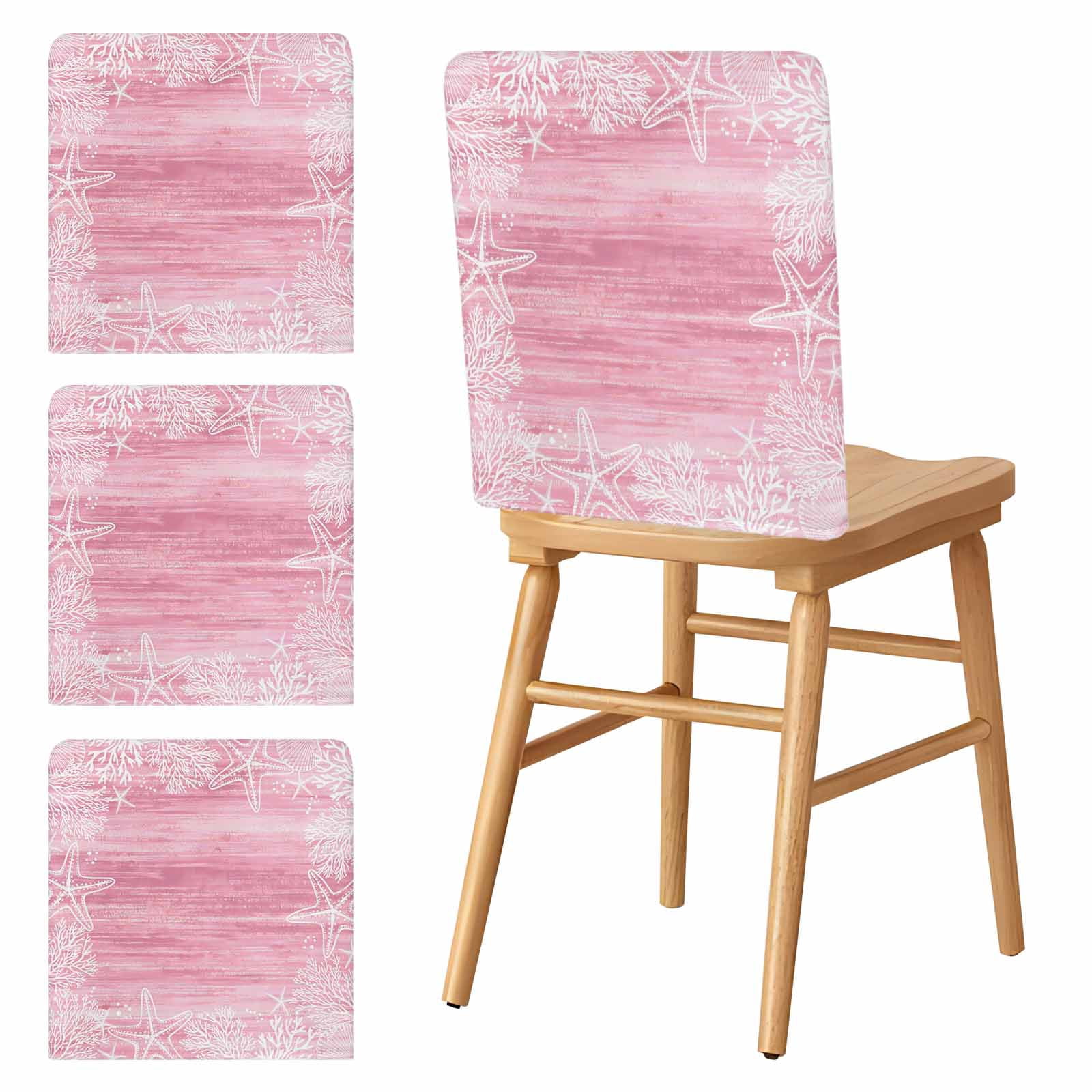 Chair Covers Set of 4 Pink Coral Starfish Chair Slipcover Protector ...