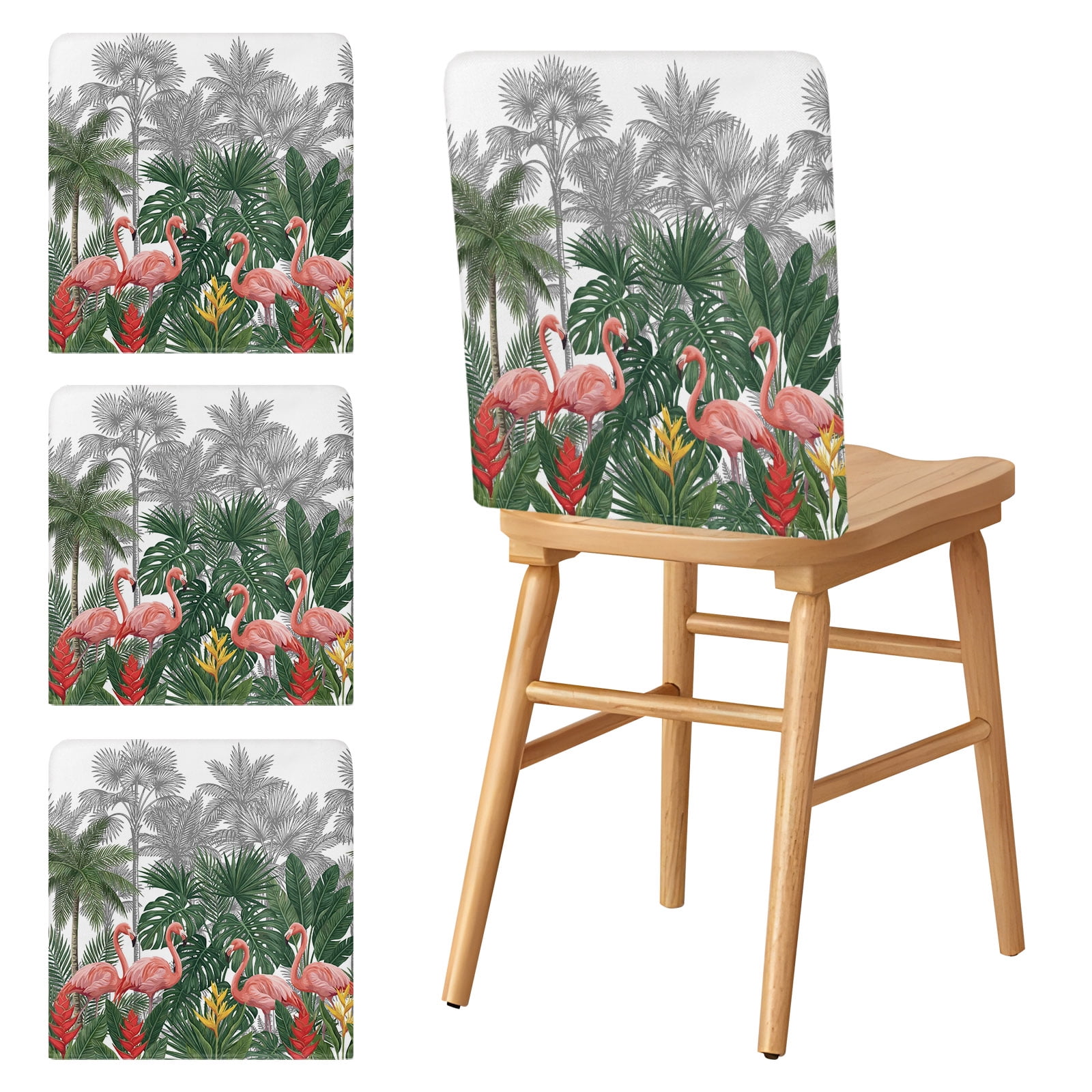 Chair Covers Set of 4 Pink Flamigo Chair Slipcover Protector Stretch ...