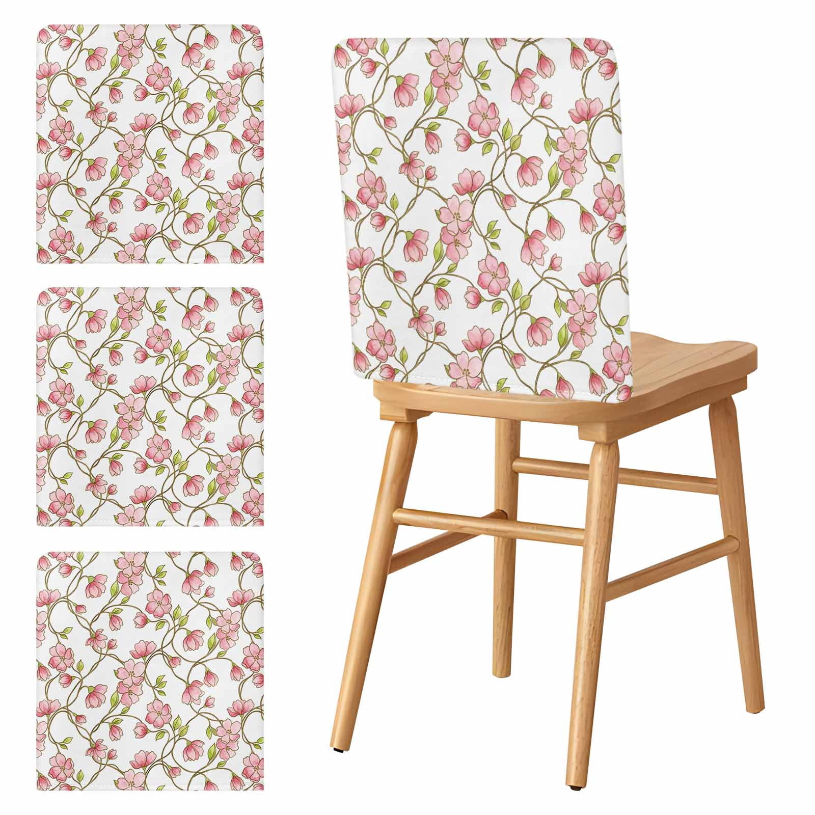 Chair Covers Set of 4 Pink Floral Vines Chair Slipcover Protector ...