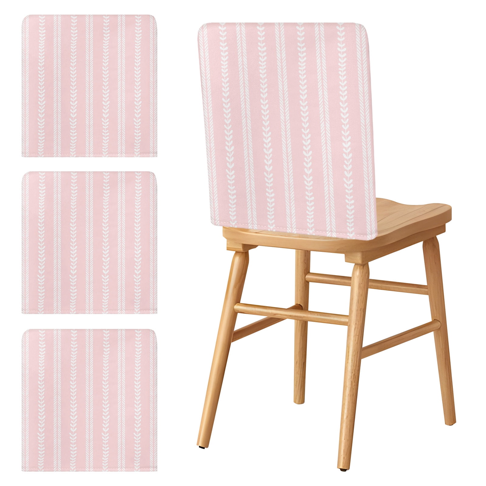 Chair Covers Set of 4 Pink Leafy Vertical Lines Chair Slipcover ...