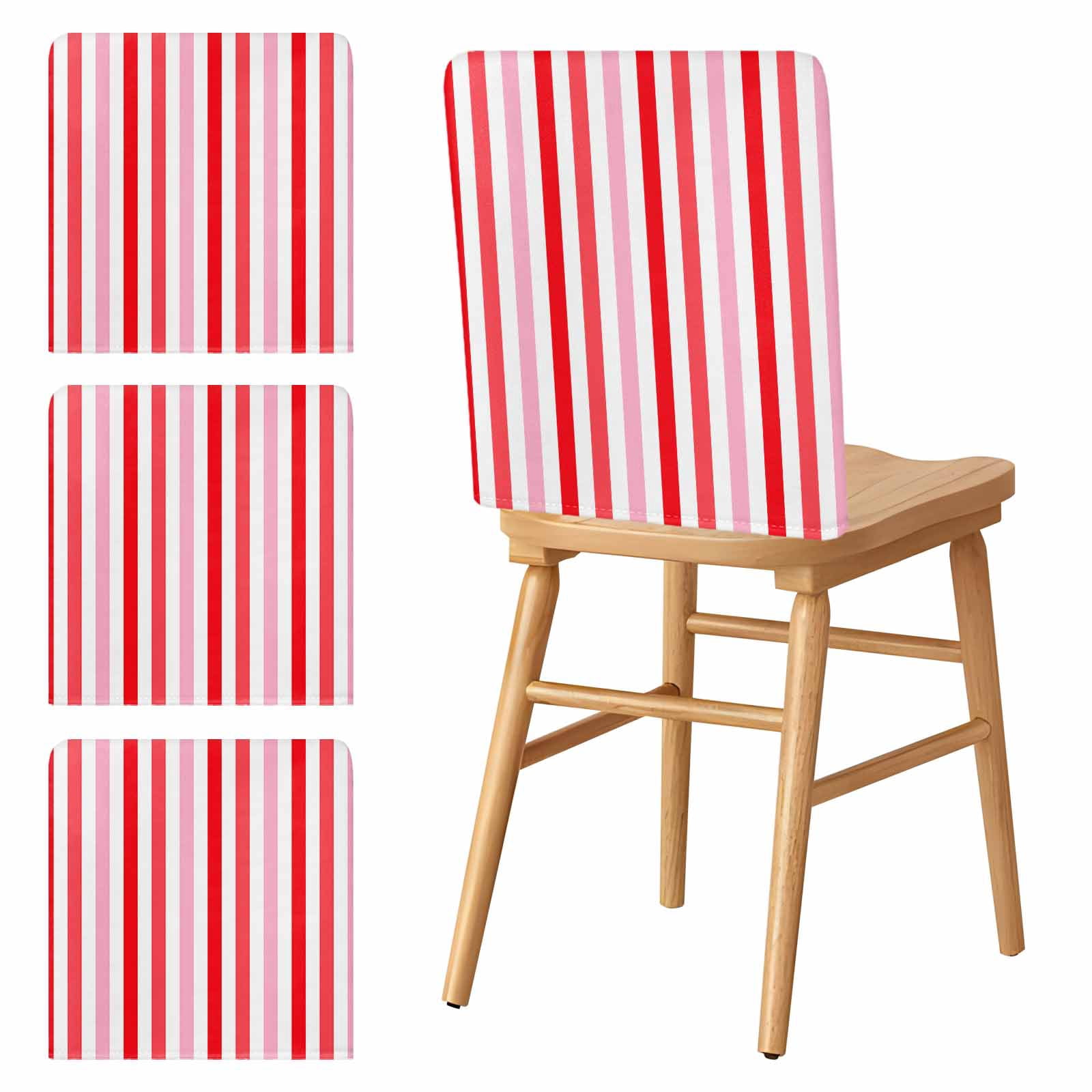 Chair Covers Set of 4 Pink Red Stripes Chair Slipcover Protector ...