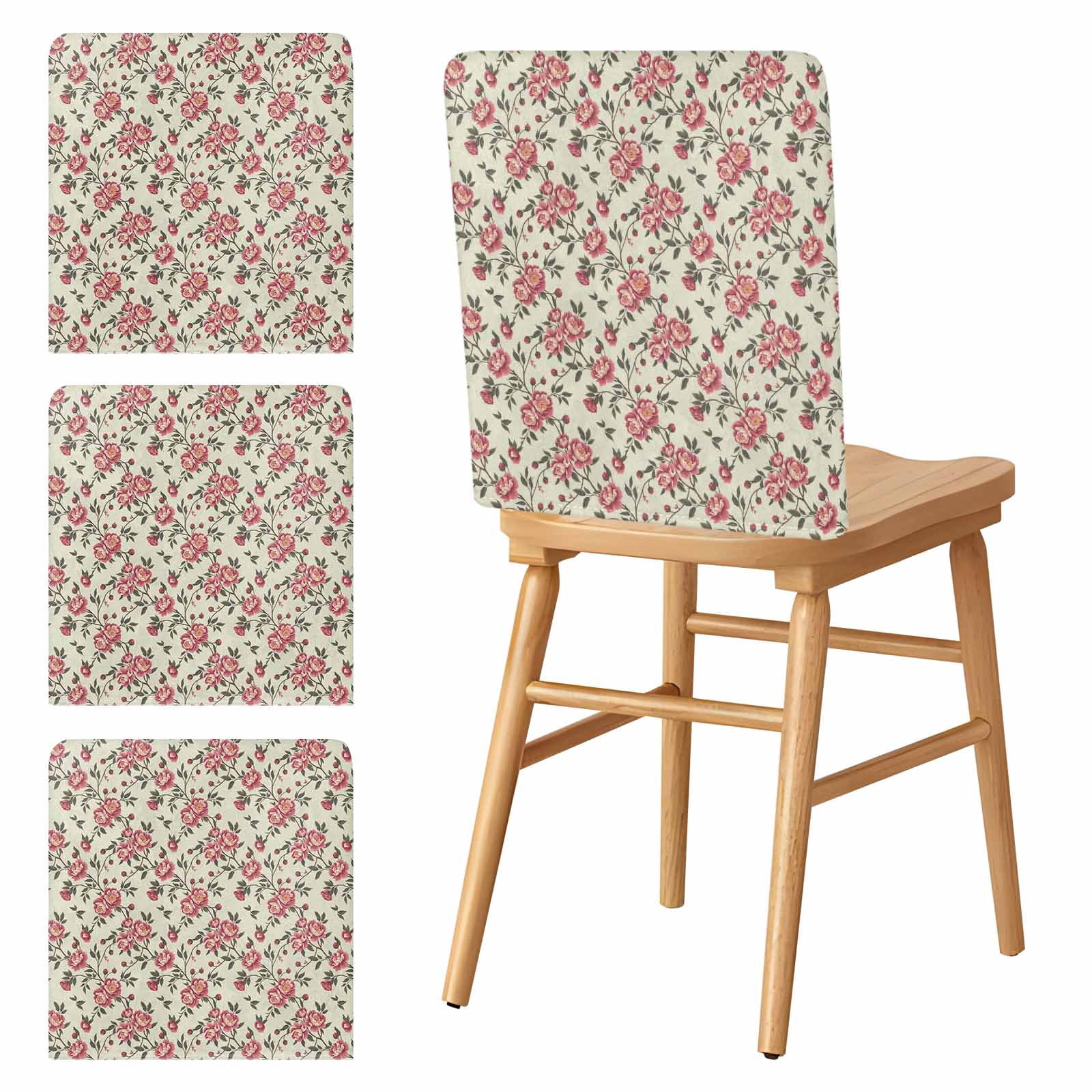 Chair Covers Set of 4 Pink Rose Chair Slipcover Protector Stretch Chair ...