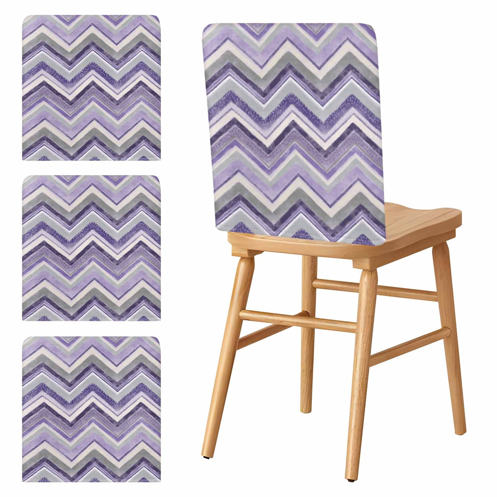 Chair Covers Set of 4 Purple Grey Chevron Chair Slipcover Protector ...