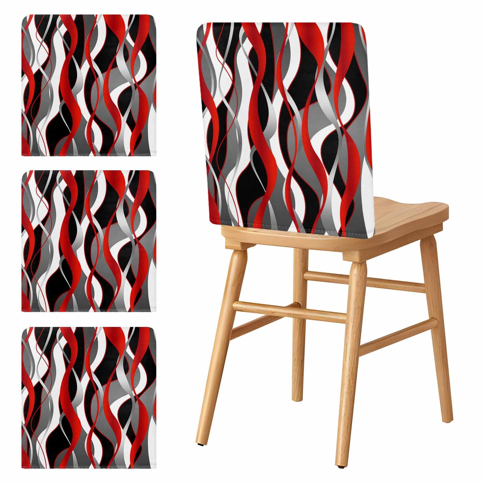 Chair Covers Set of 4 Red Black Lines Chair Slipcover Protector Stretch ...