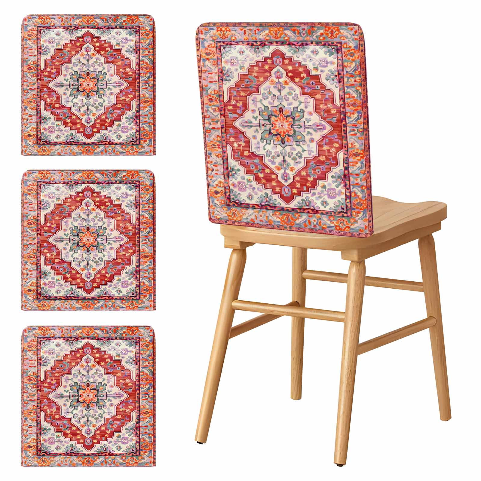 Chair Covers Set of 4 Red Bohemian Chair Slipcover Protector Stretch ...