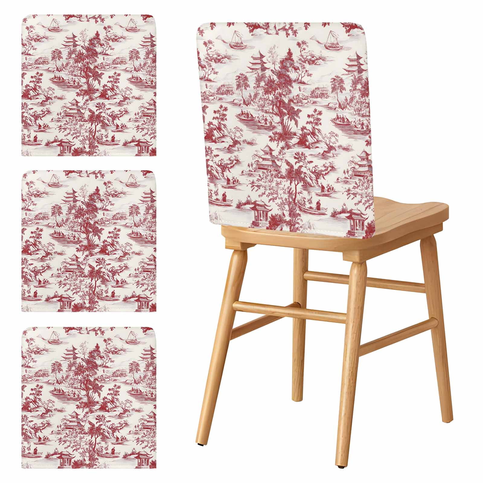 Chair Covers Set of 4 Red Garden Landscape Chair Slipcover Protector ...