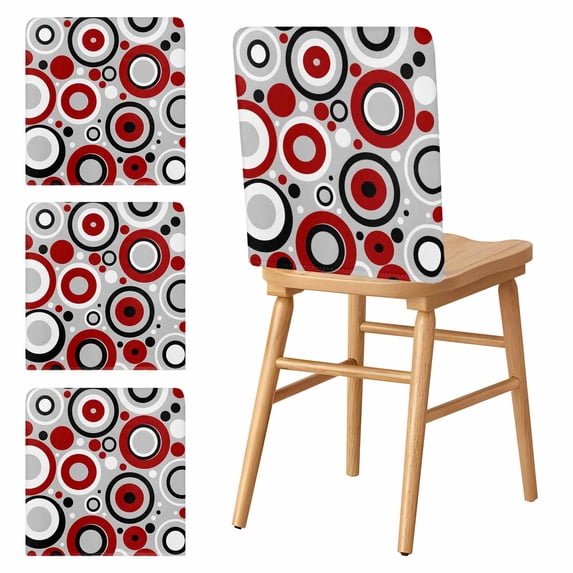 Chair Covers Set of 4 Red Geometric Circle Chair Slipcover Protector ...