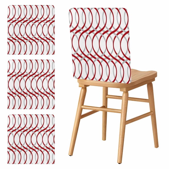 Chair Covers Set of 4 Red Geometric Lines Chair Slipcover Protector ...