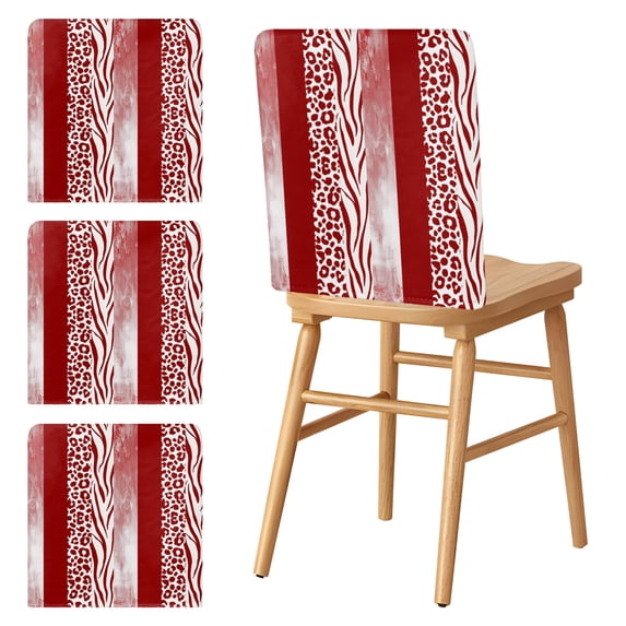 Chair Covers Set of 4 Red Leopard Zebra Stripes Chair Slipcover ...