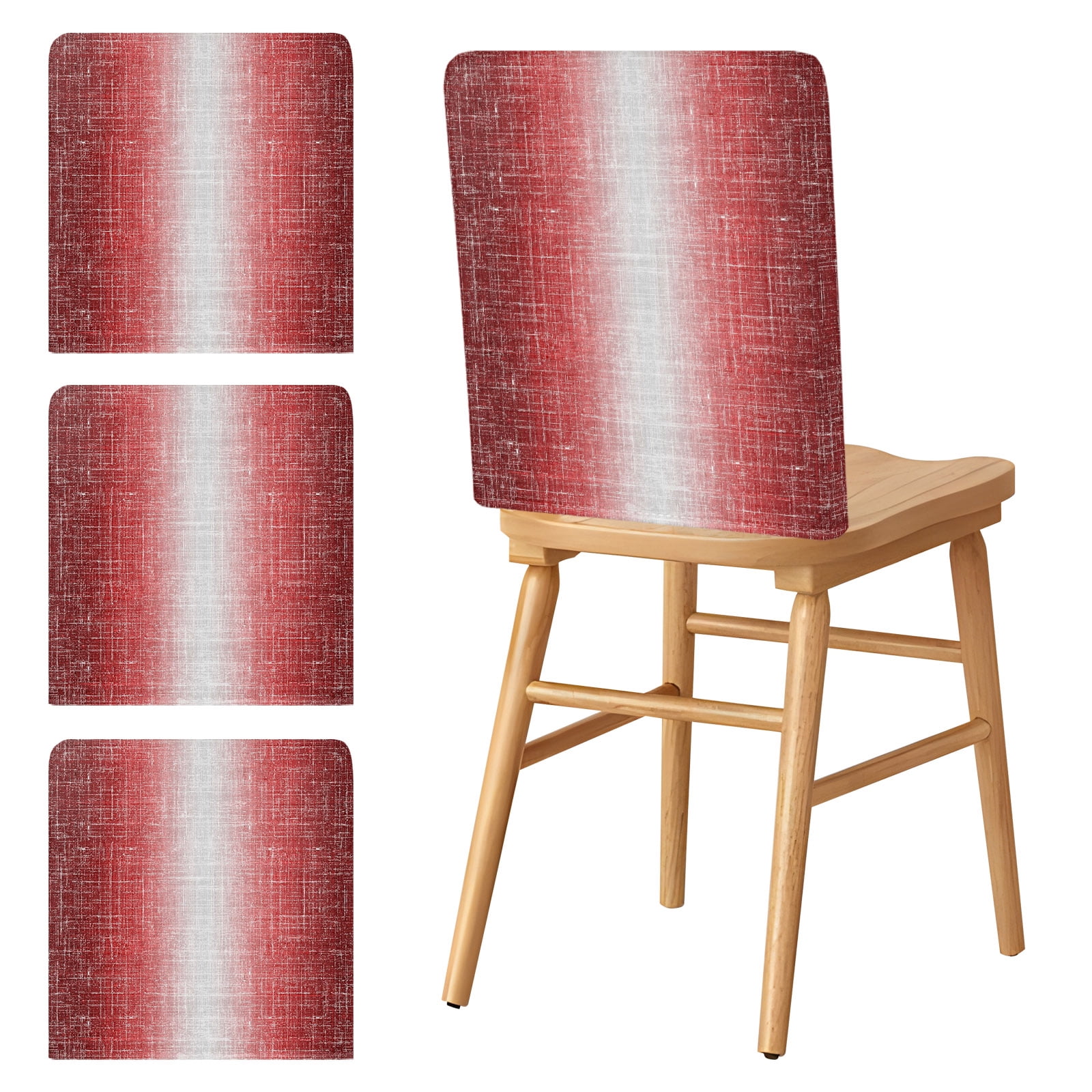 Chair Covers Set of 4 Red Linen Texture Chair Slipcover Protector ...