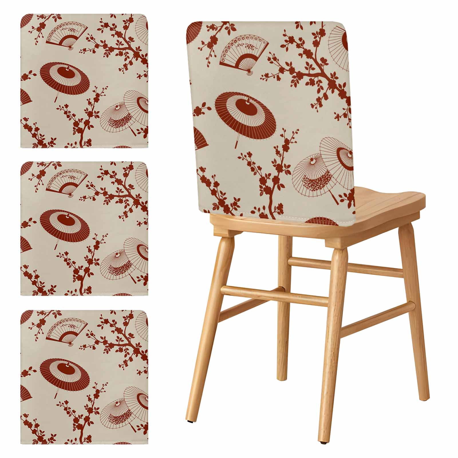 Chair Covers Set of 4 Red Paper Fan Chair Slipcover Protector Stretch ...