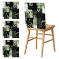 Chair Covers Set of 4 Sage Green Black Floral Leaves Chair Slipcover ...