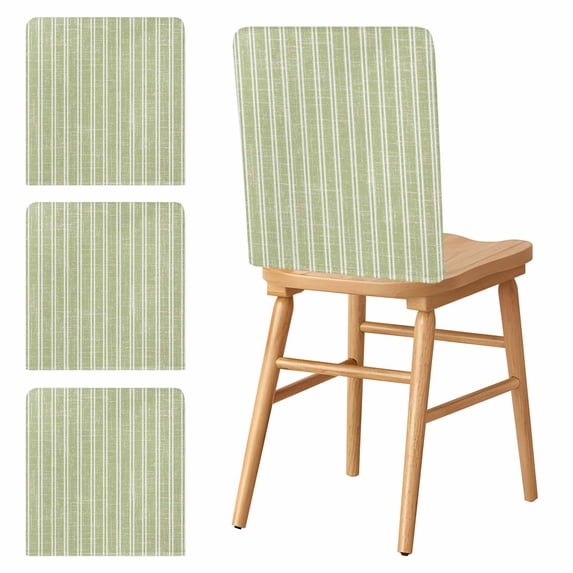 Chair Covers Set of 4 Sage Green Linen Striped Chair Slipcover ...