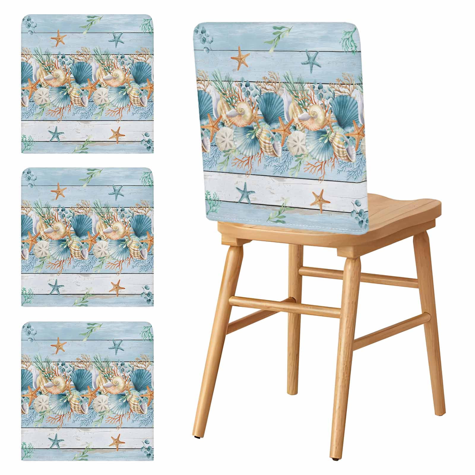 Chair Covers Set of 4 Starfish Conch Shell Chair Slipcover Protector ...