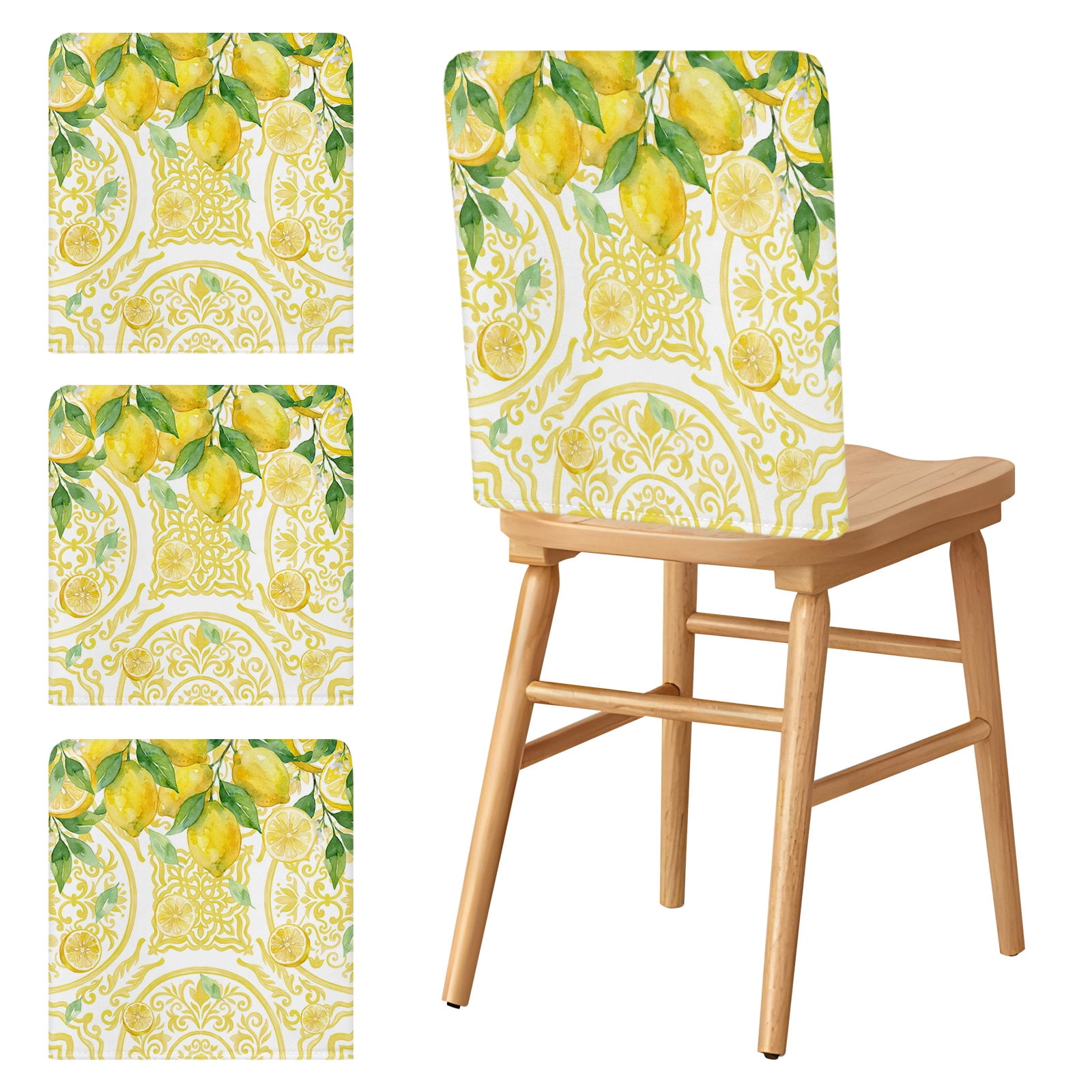 Chair Covers Set of 4 Summer Lemon Chair Slipcover Protector Stretch ...