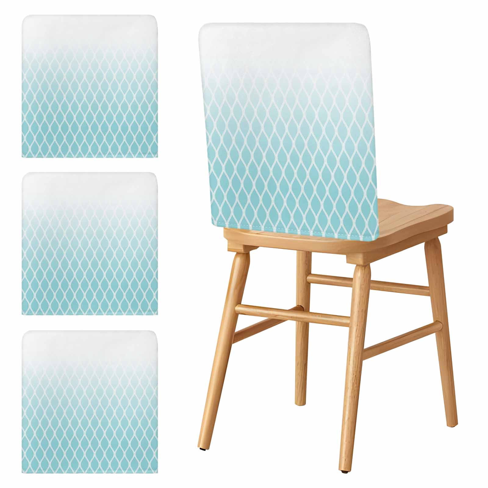 Chair Covers Set of 4 Teal Blue Geometric Chair Slipcover Protector ...