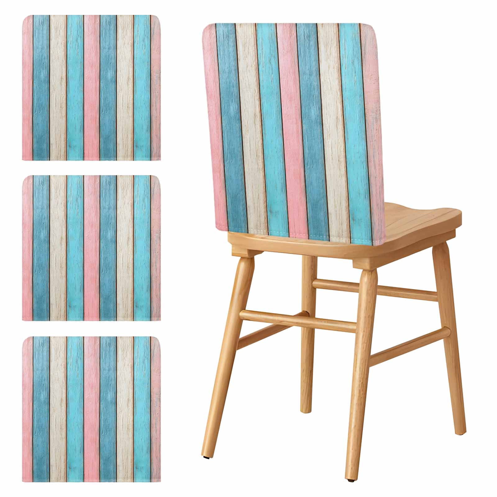 Chair Covers Set of 4 Teal Pink Wood Grain Chair Slipcover Protector ...
